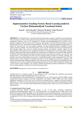 Implementation Teaching Factory Based Learning model in Cirebon Muhammadiyah Vocational School | PDF