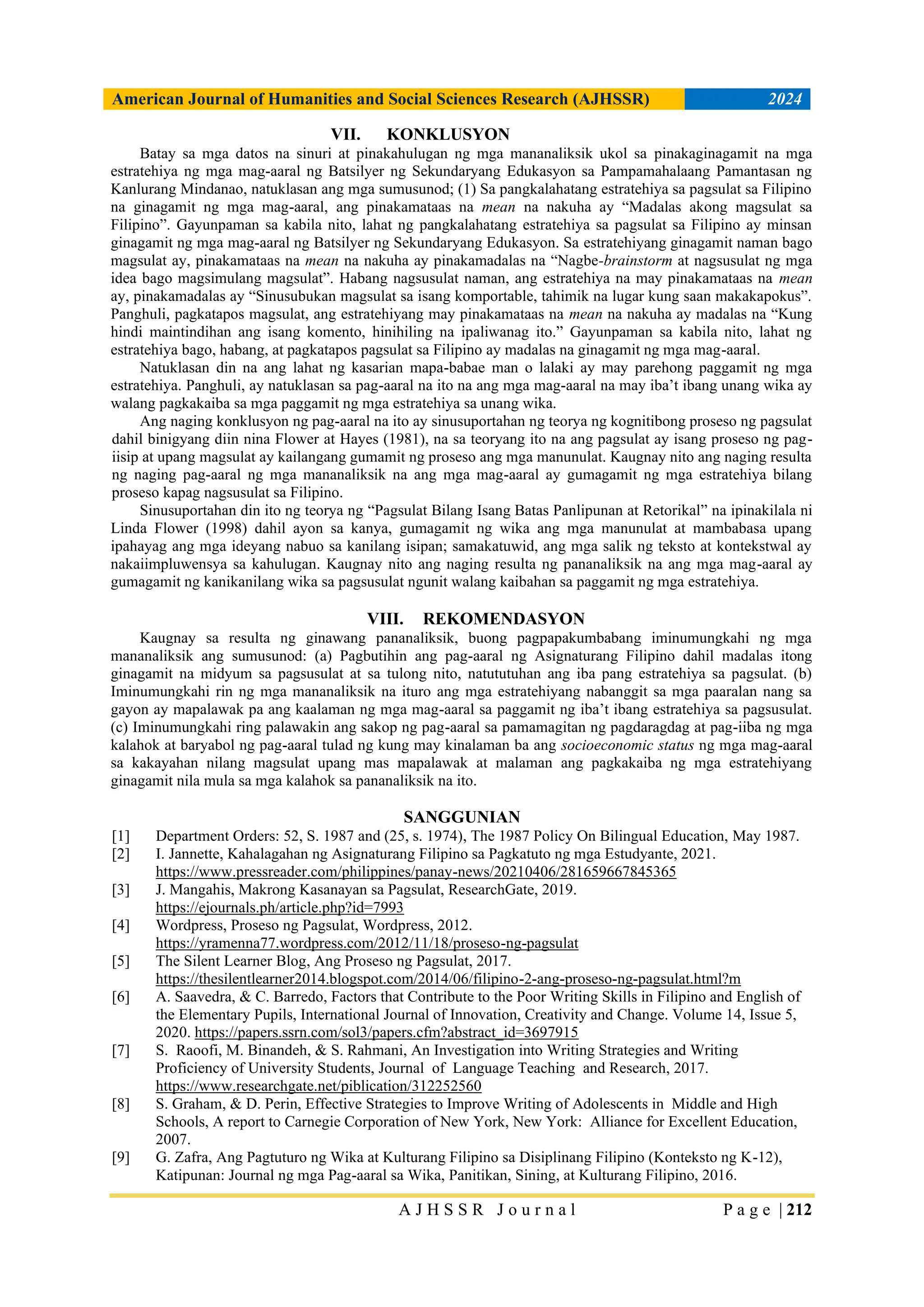 Mga Estratehiyang Pinakaginagamit sa Pagsulat sa Filipino ng mga Mag ...