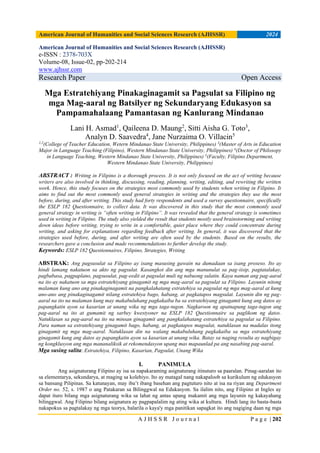 Mga Estratehiyang Pinakaginagamit sa Pagsulat sa Filipino ng mga Mag ...