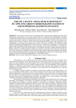 CREATE A DANCE “MUDA-MUDI SI MEJINGKAT” BY APPLYING GROUP CHOREOGRAPHY ...