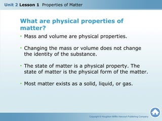 U2L1 - Properties of Matter | PPT