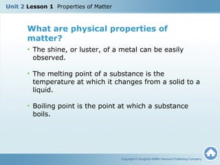 U2L1 - Properties of Matter | PPT