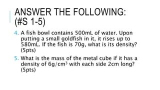 Unit 2, Lesson 2.1 - Properties of Matter (Part One) | PPTX