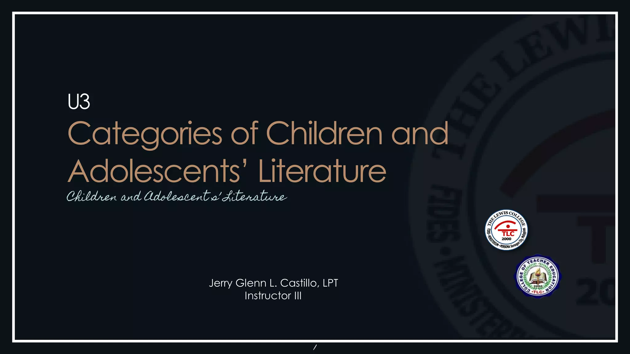 U2L2 - Categories of Children and Adolescents' Literature.pdf