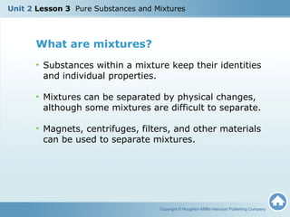 U2L3 - Pure Substances and Mixtures | PPT