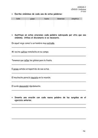 U 2 lexico_2_eso_sinonimos | PDF