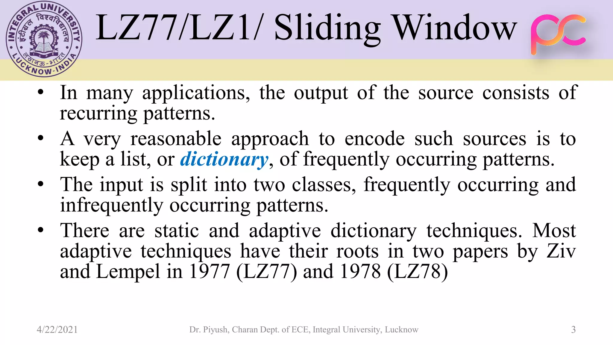 Unit 3 Dictionary based Compression Techniques | PDF