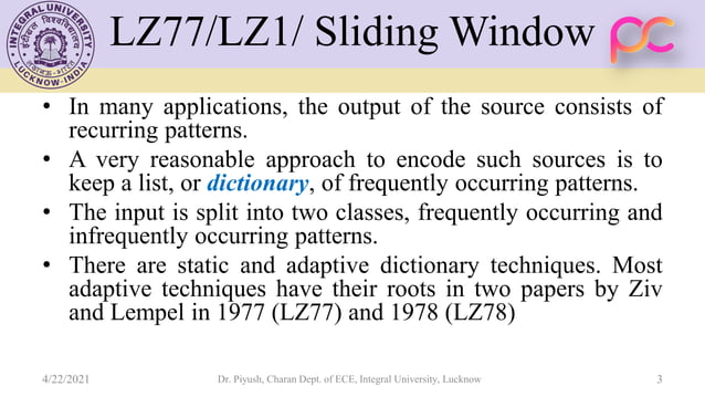 Unit 3 Dictionary Based Compression Techniques Ppt