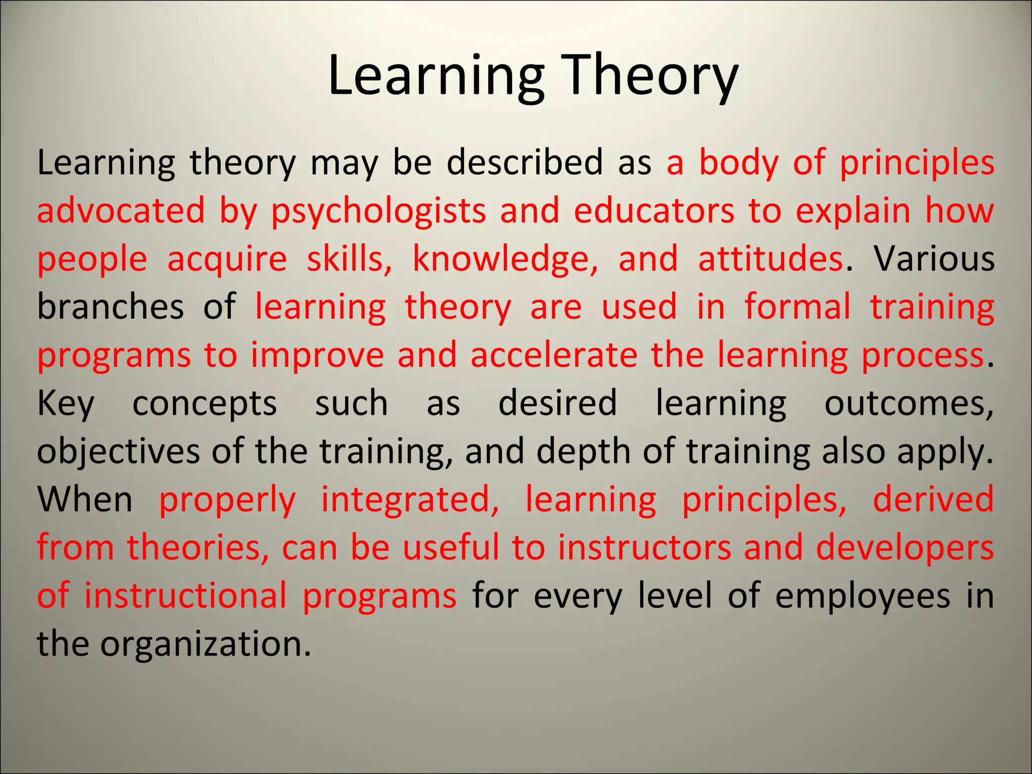 Learning Process, Training Climate, Development and Designing Training ...