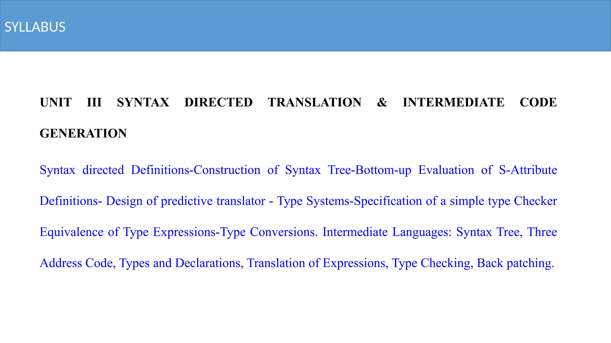 Syntax directed definition and intermediate code generation | PPT