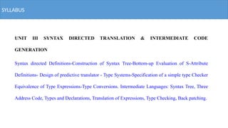 Syntax directed definition and intermediate code generation | PPT