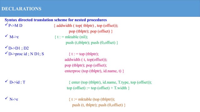 Syntax directed definition and intermediate code generation | PPT