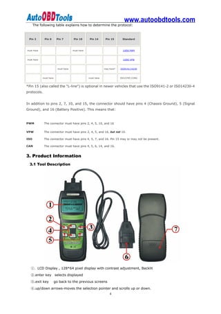 U381 live data scanner auto code reader obd2 user manual | PDF
