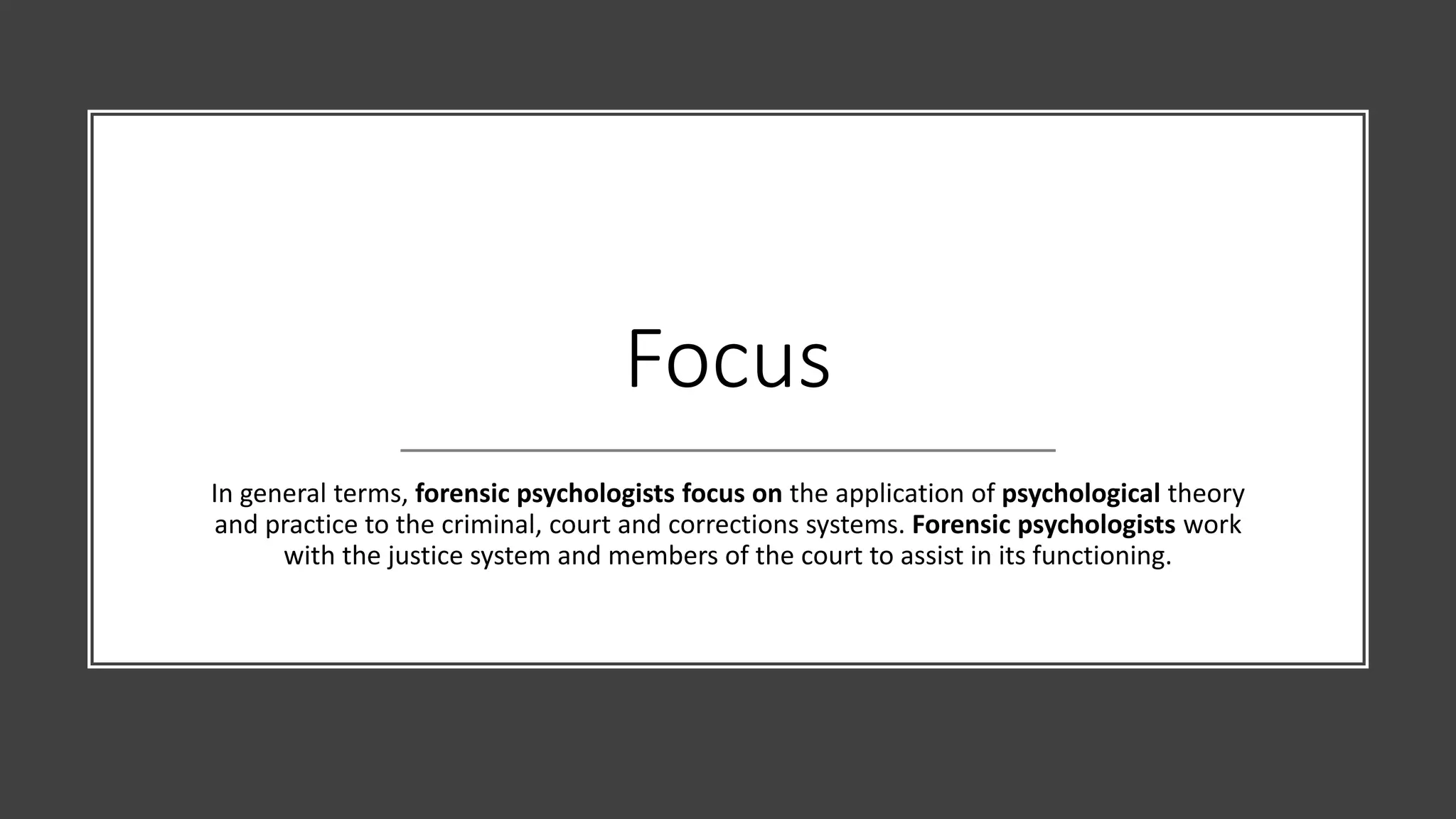 Demystifying Psychology Discussion Group - Forensic Psychology | PPT