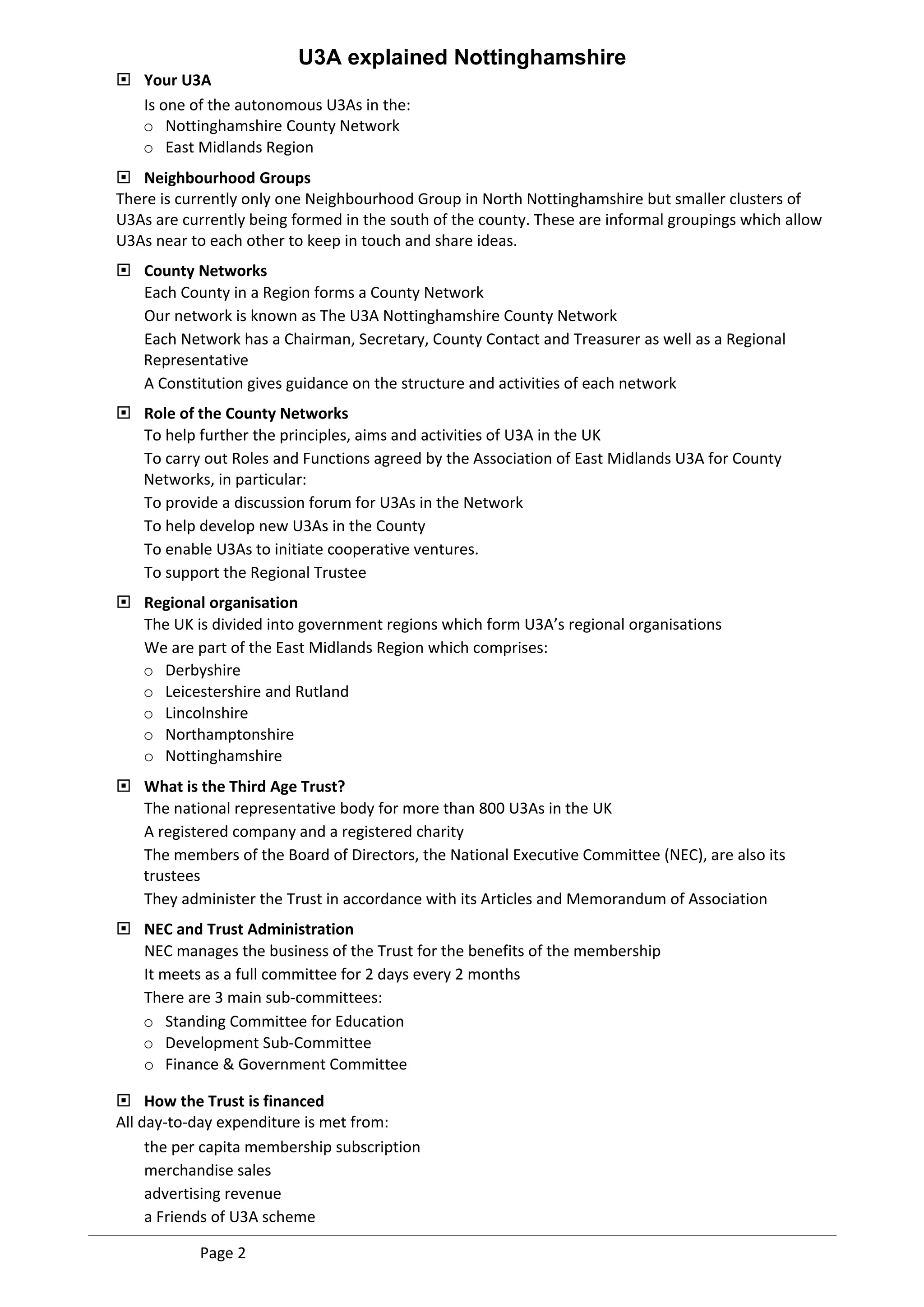 U3A Explained - Nottinghamshire | PDF