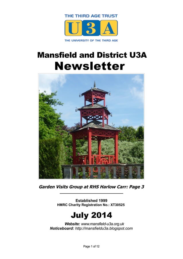 Mansfield U3A: July Newsletter | PDF