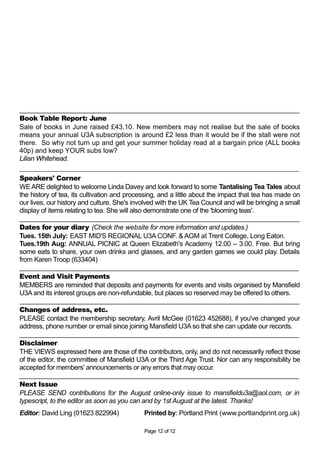 Mansfield U3A: July Newsletter | PDF