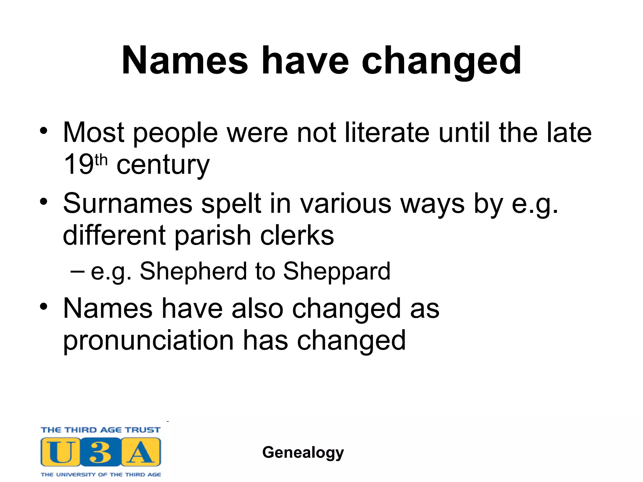 UK surnames and their origins | PPT