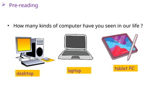 It's a reading text about getting to know a computer | PPT