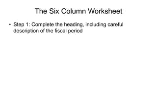 U4A1 The 6 Column Work Sheet | PPTX