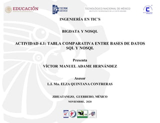Tabla comparativa entre bases de datos sql y nosql | DOCX