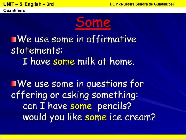 U5 quantifiers some-any-3 ero-3a | PPT