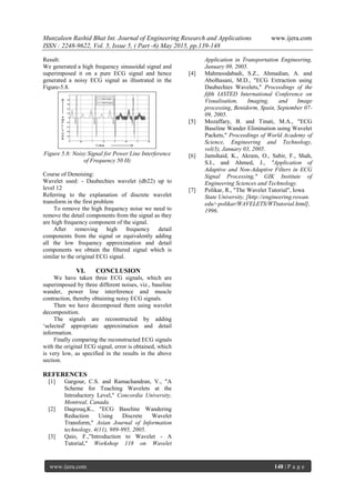 Denoising of ECG -- A discrete time approach using DWT | PDF | Heart and Cardiovascular Diseases ...
