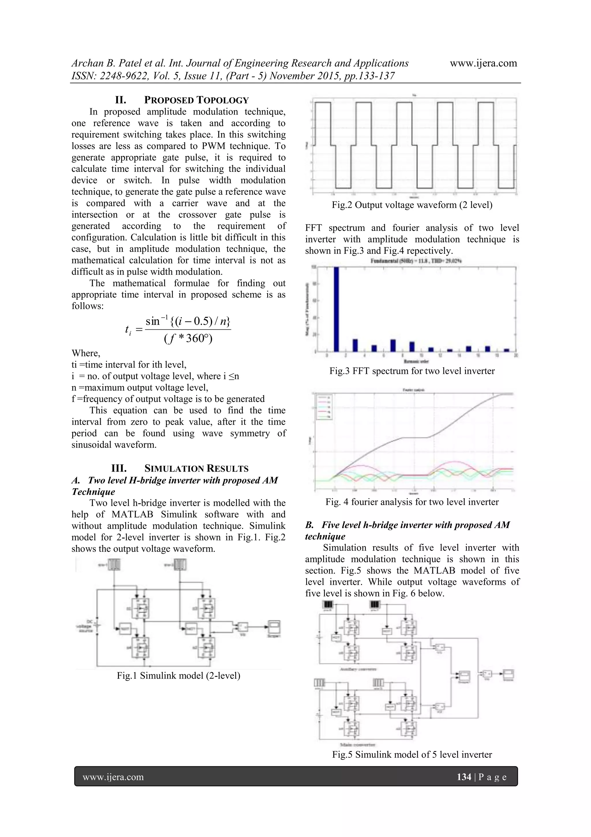 Two Level and Five Level Cascaded H-bridge Inverter Structure with Amplitude Modulation (AM ...