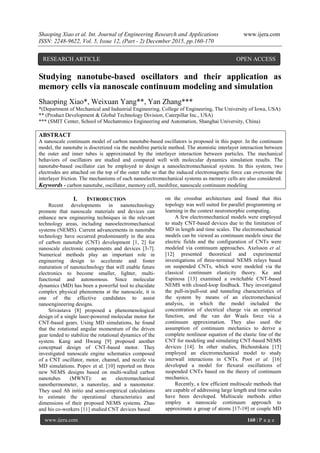 Studying nanotube-based oscillators and their application as memory cells via nanoscale ...