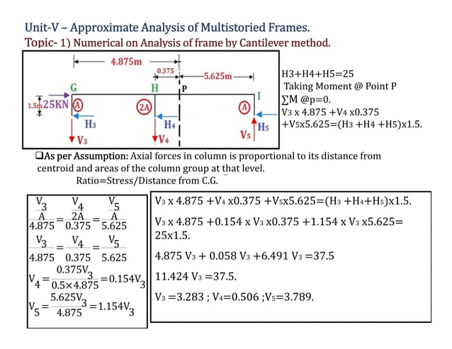 Approximate Analysis of Multistored frame by Cantilever method Numerical First | PDF | Civil ...