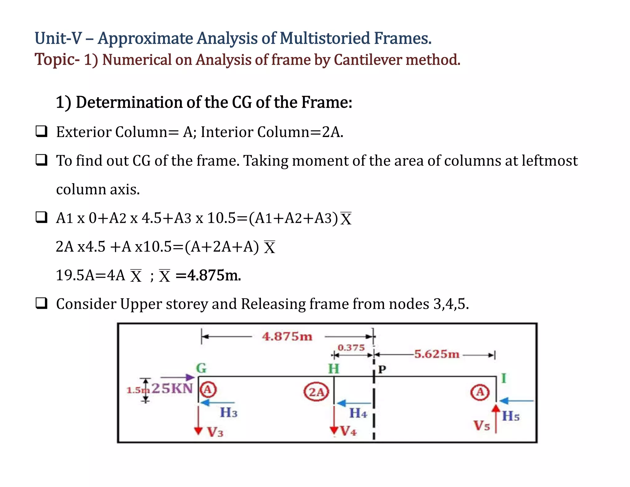 Approximate Analysis of Multistored Frame by Cantilever method Numerical-II | PDF