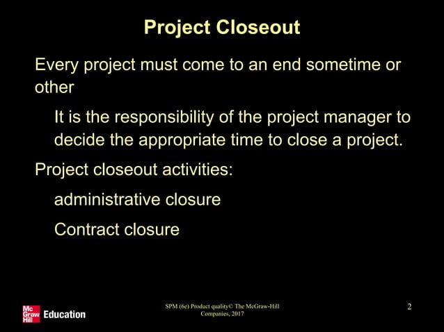 Chapter 14 project closeout | PDF