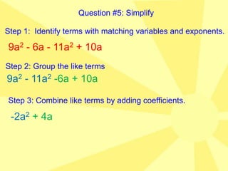 U5 L1: Combining Like Terms CYK Review | PPTX