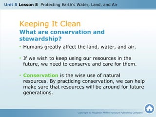 U5 L5 Protecting Earth's Water, Land, & Air | PPT | Agriculture ...