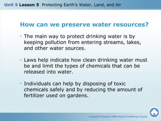 U5 L5 Protecting Earth's Water, Land, & Air | PPT | Agriculture ...