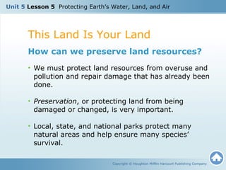 U5 L5 Protecting Earth's Water, Land, & Air | PPT | Agriculture ...