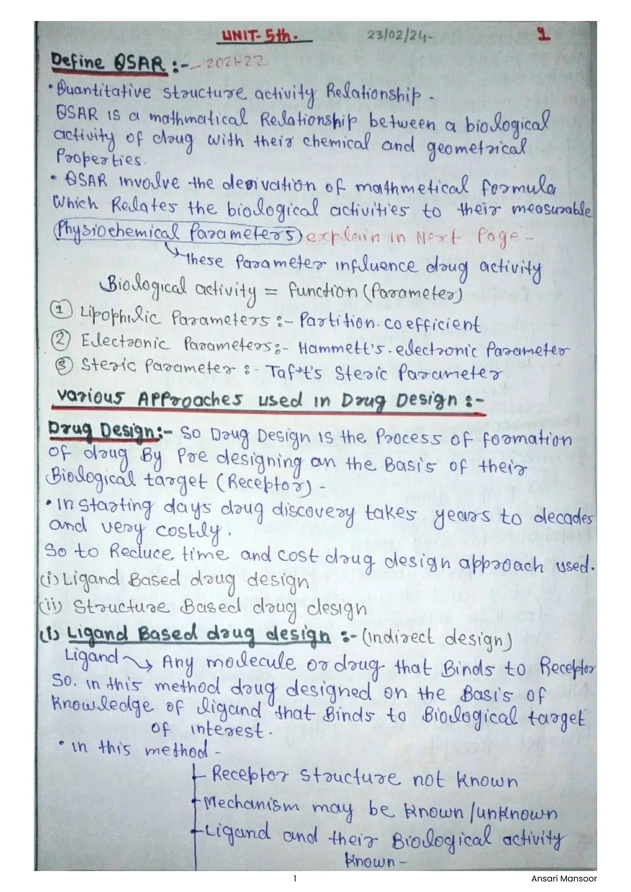 U_5rth.Medicinal Chemistry 3rd .B.pharm 6th sem AKTU By Mansoor Ansari.pdf