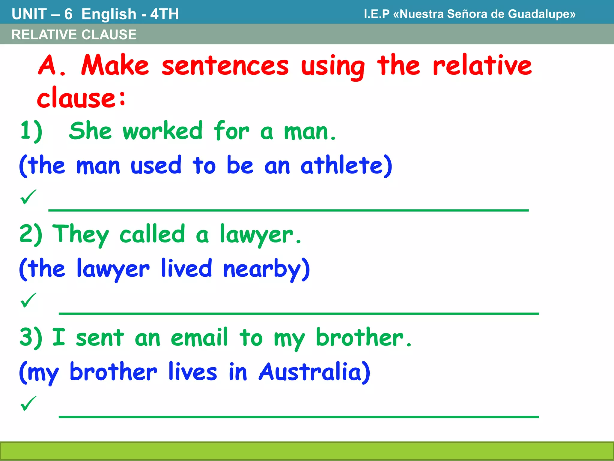 U6 relative clause-4 th-1b | PPT