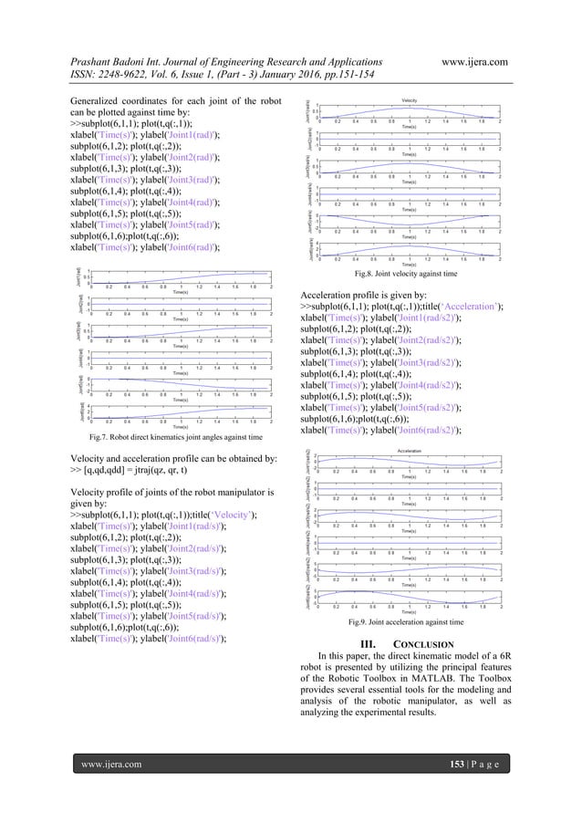 Direct Kinematic modeling of 6R Robot using Robotics Toolbox | PDF