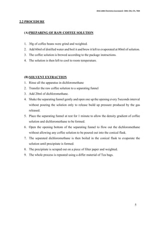 Extraction of caffeine from tea leaves | PDF