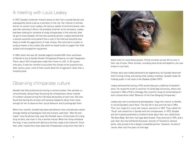 Jane Goodall work with chimpanzees in detail | PPT