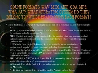AUDIO DEVICES, FORMATS AND CODECS | PPT