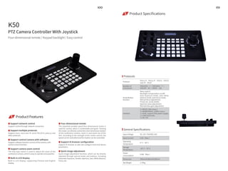 PTZ camera controller, Ethernet interface | PDF