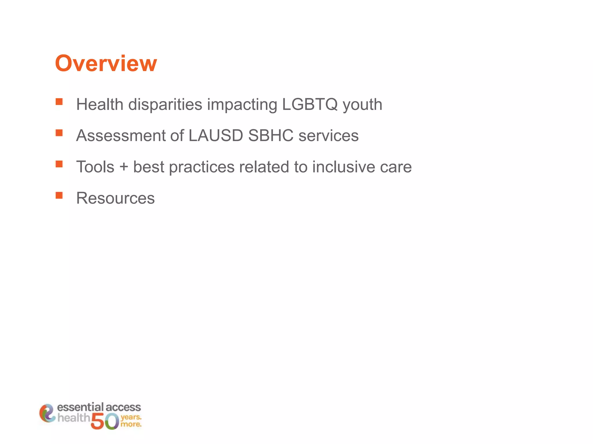 Providing inclusive care for LGBTQ patients at SBHCs | PPTX