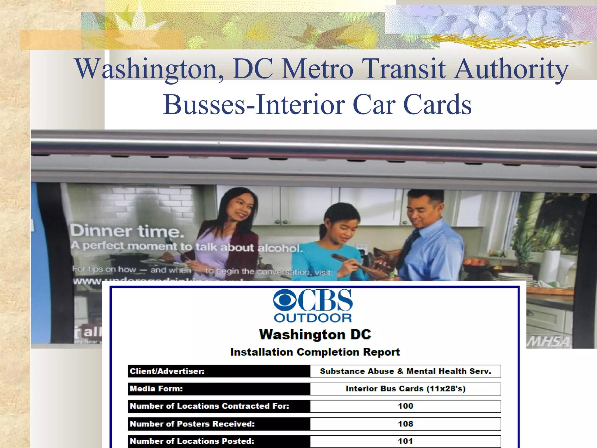 SAMHSA Underage Drinking DC OOH Poster Campaign | PPT