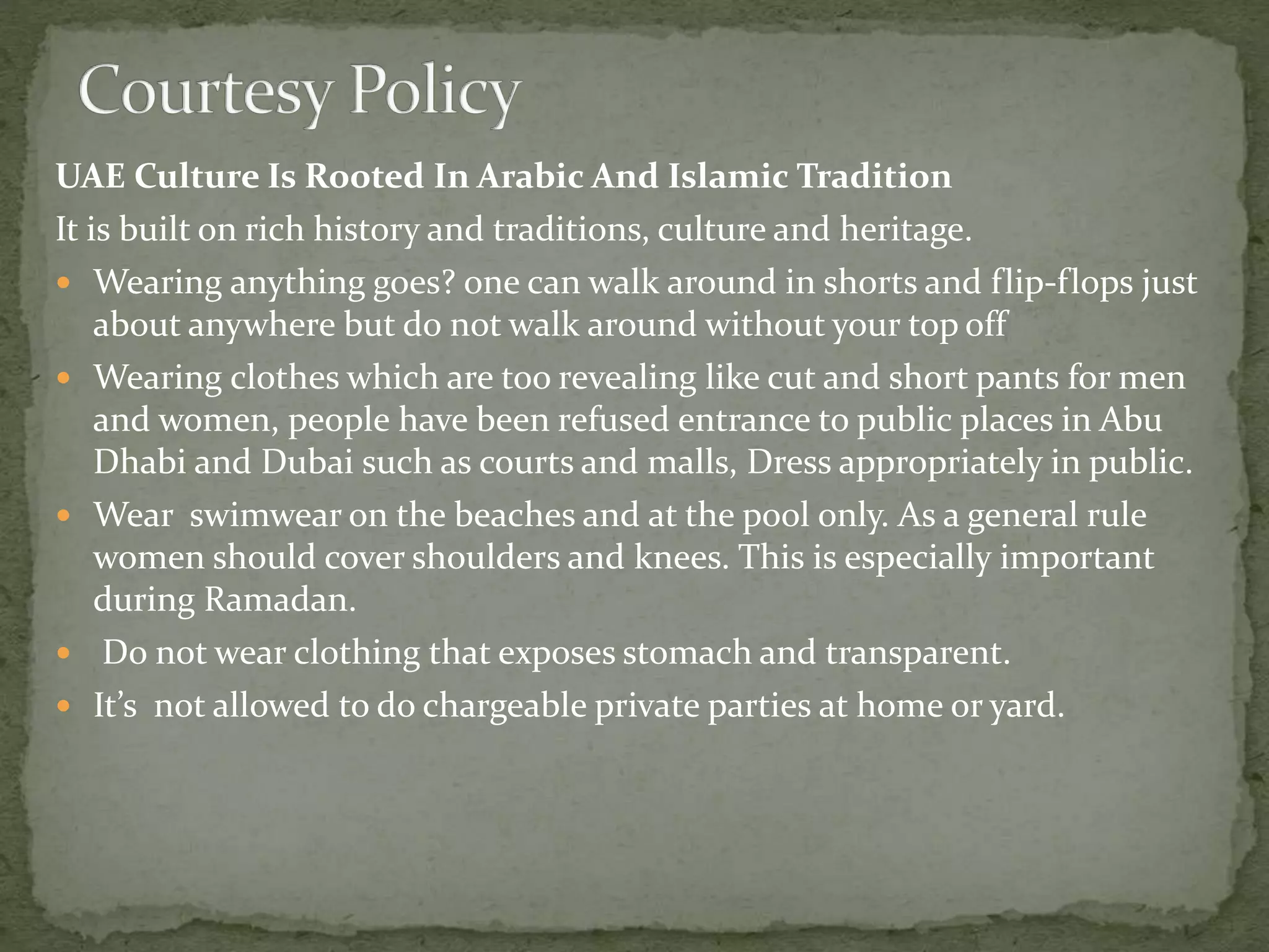 UAE Culture, Customs And Etiquette | PPSX
