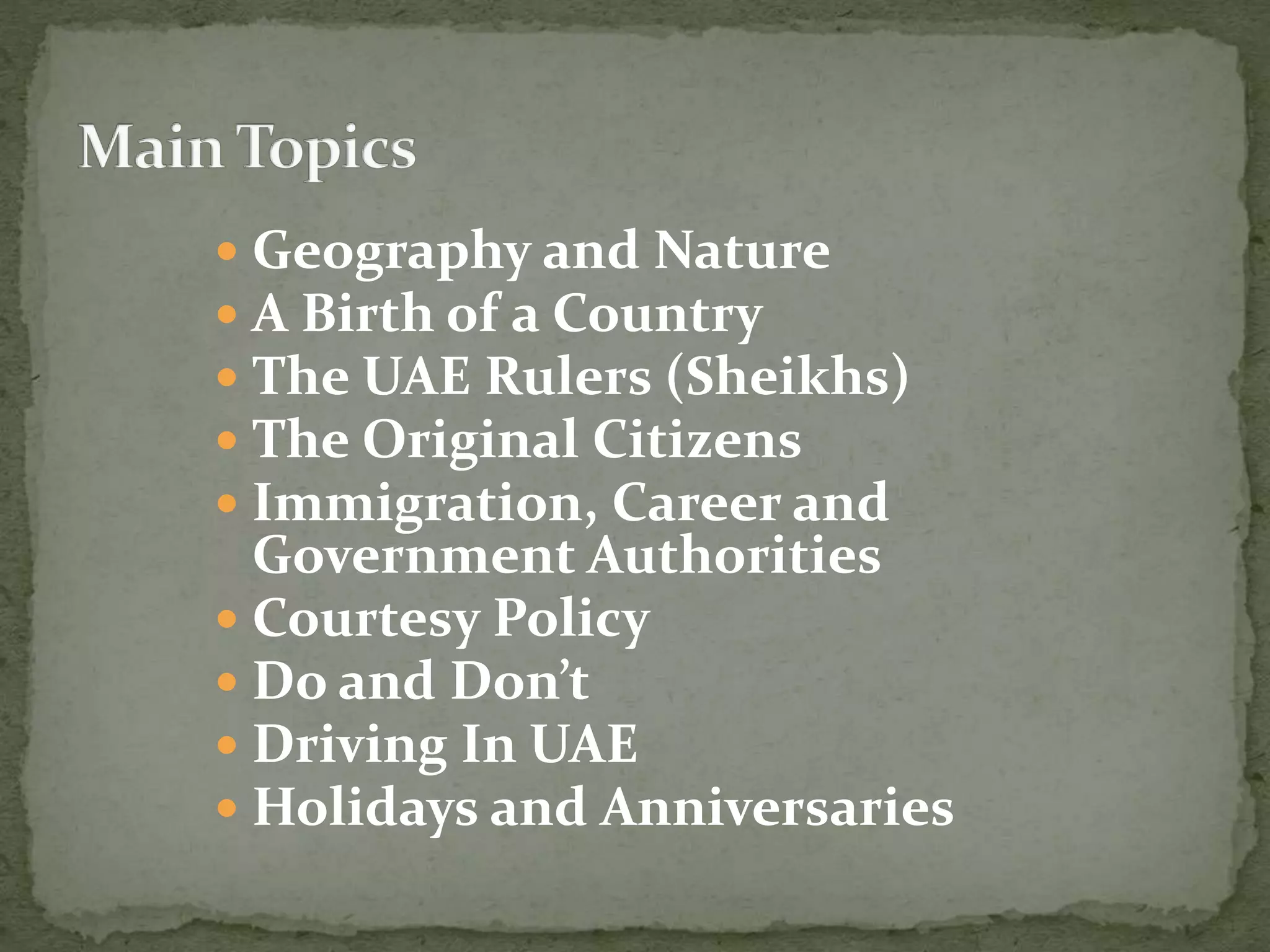 UAE Culture, Customs And Etiquette | PPSX