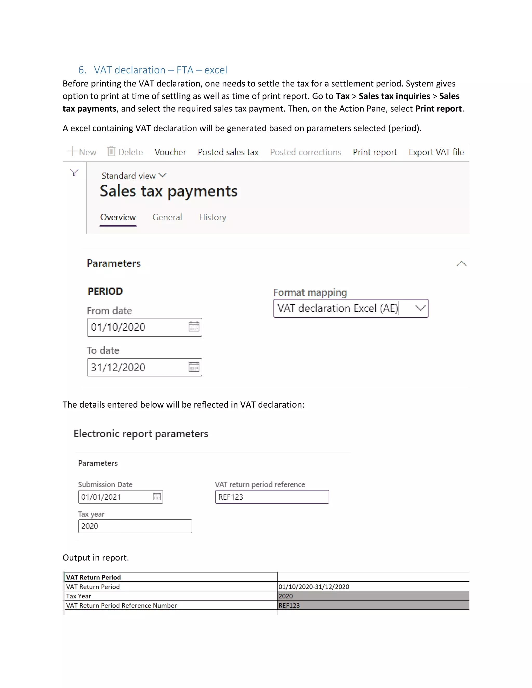 UAE FTA Vat declaration - config guide | PDF