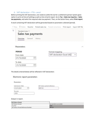 UAE FTA Vat declaration - config guide | PDF
