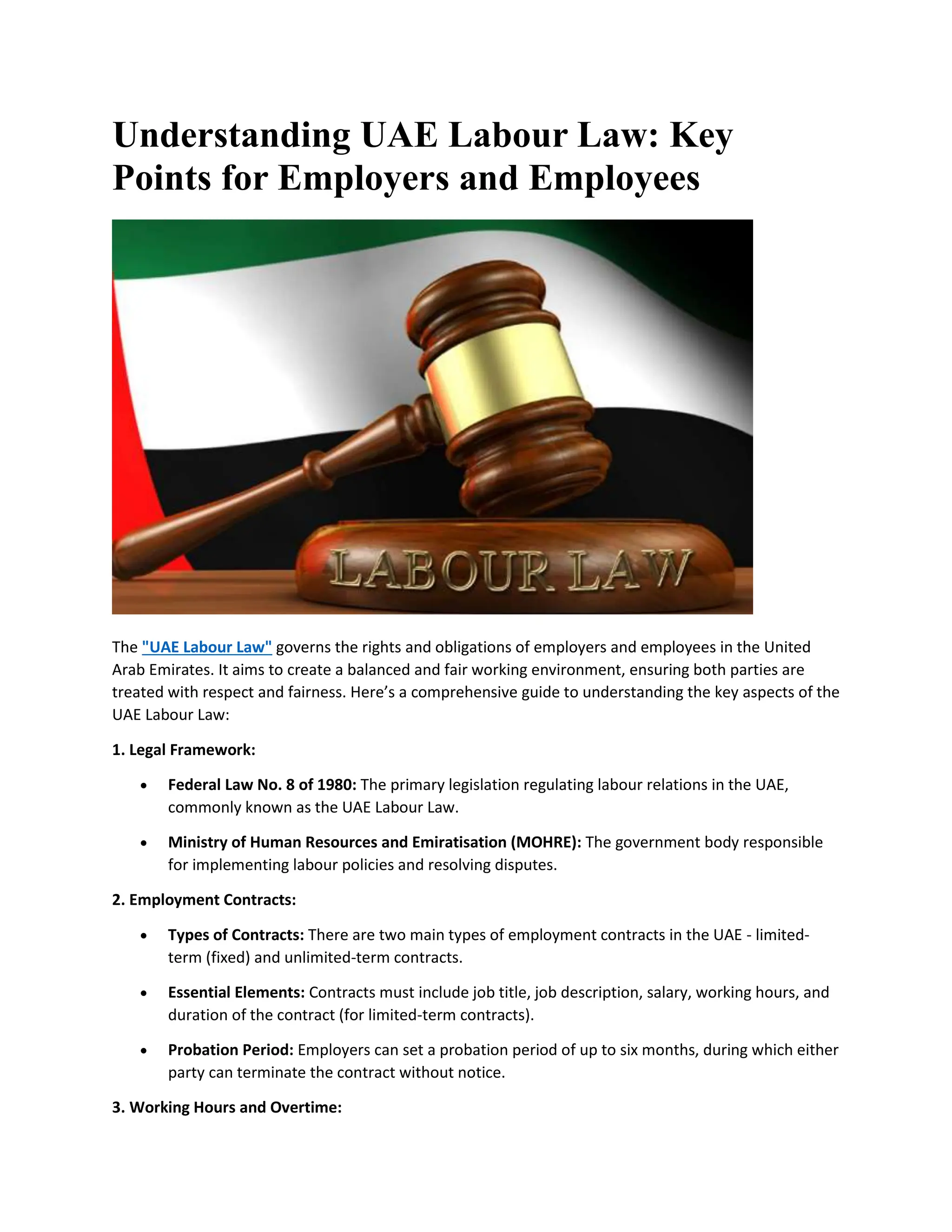 Understanding UAE Labour Law: Key Points for Employers and Employees | DOCX